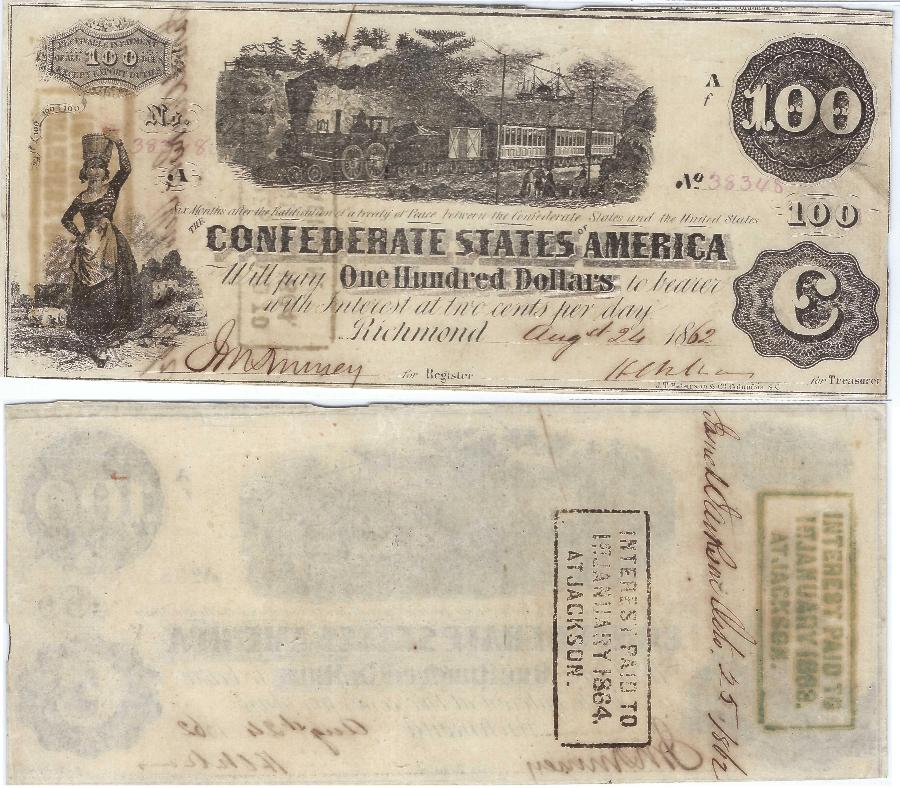 CONFEDERATE STATES OF AMERICA FINANCIAL INSTRUMENTS